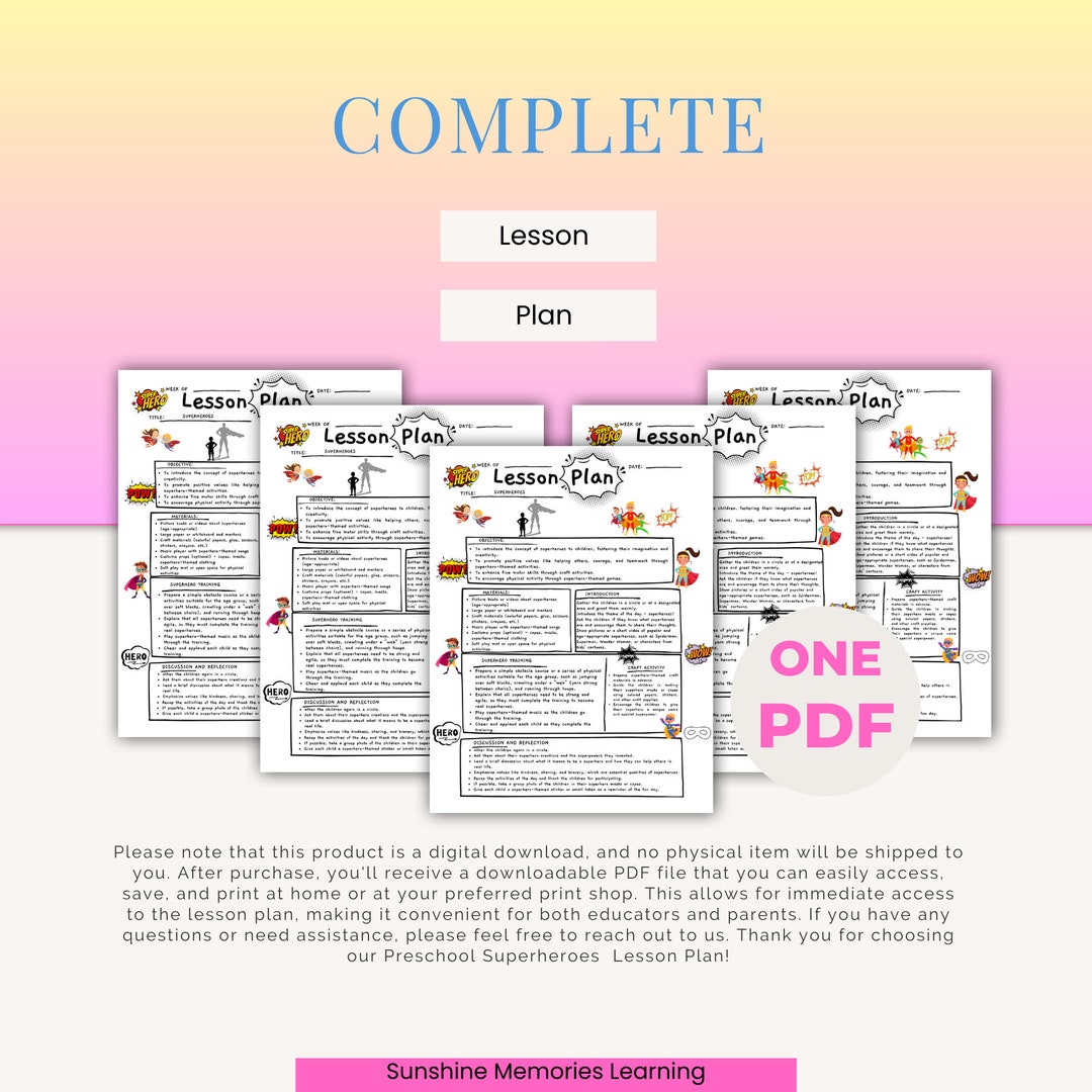 Superheroes Themed Lesson Plan for Preschoolers - Etsy