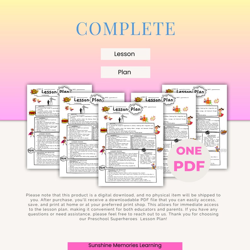 Superheroes Themed Lesson Plan for Preschoolers - Etsy