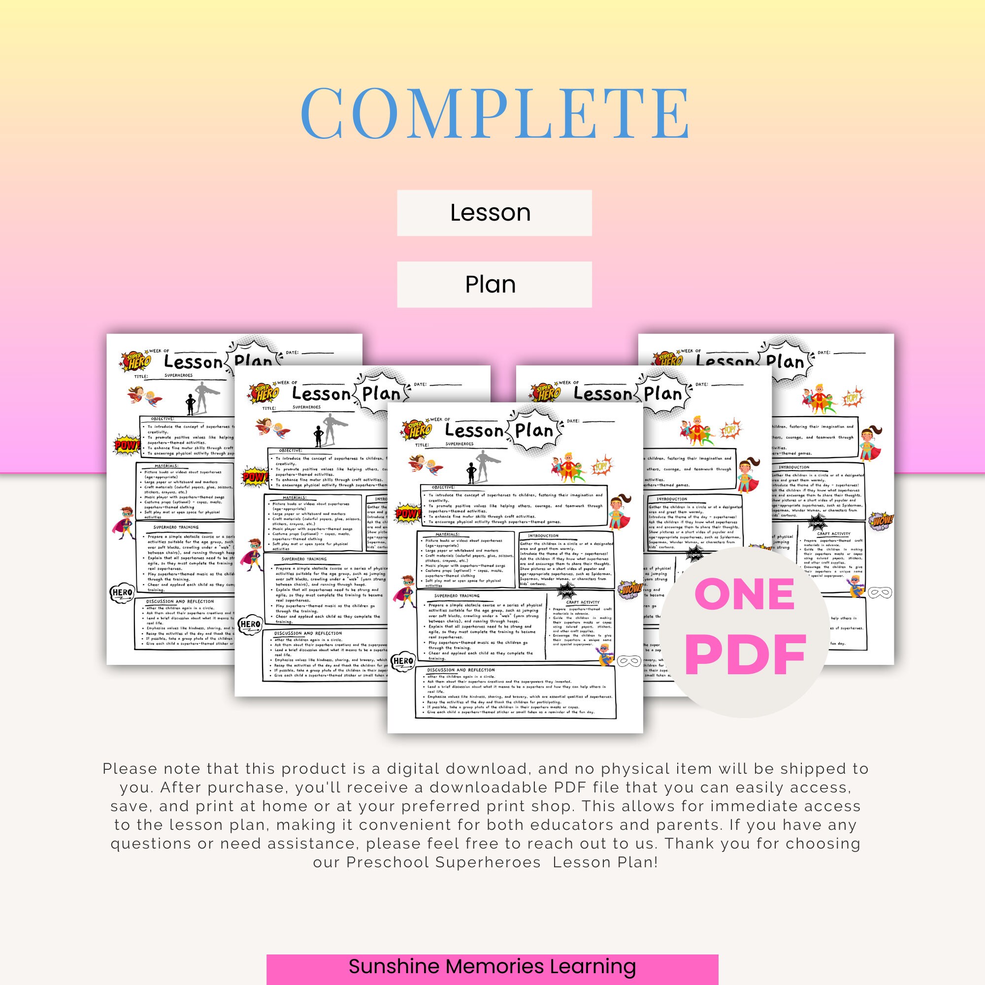 Superheroes Themed Lesson Plan for Preschoolers - Etsy