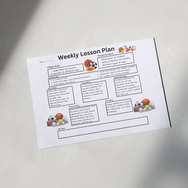 Lesson Plan About the World of Ball - Etsy