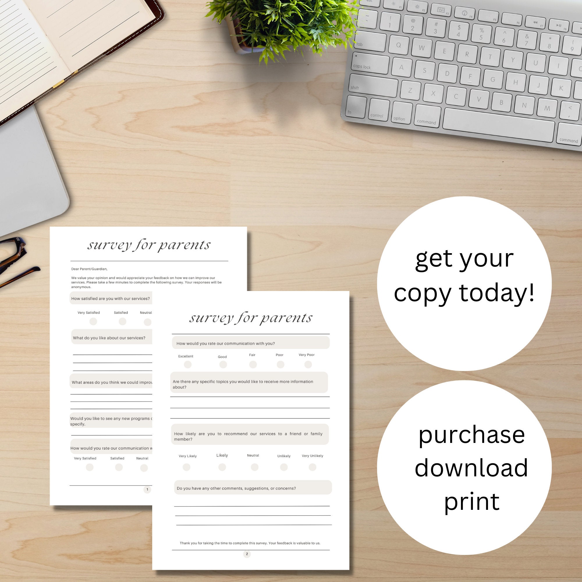 2 Pages | Parent Survey | Used to Make Improvements | Feedback and ...