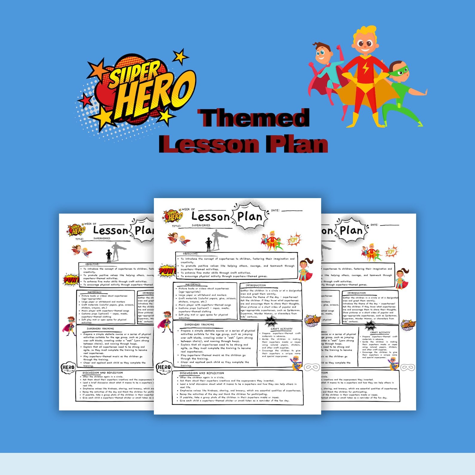 Superheroes Themed Lesson Plan for Preschoolers - Etsy