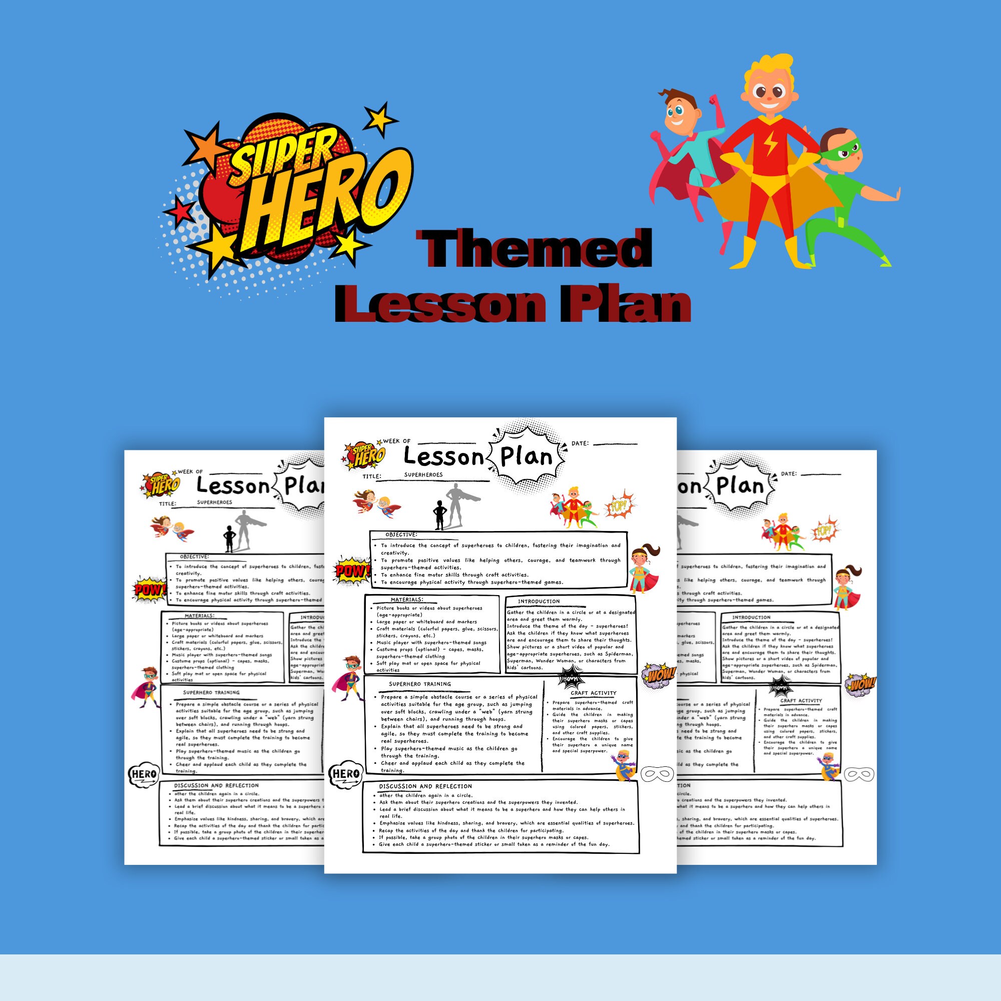 Superheroes Themed Lesson Plan for Preschoolers - Etsy