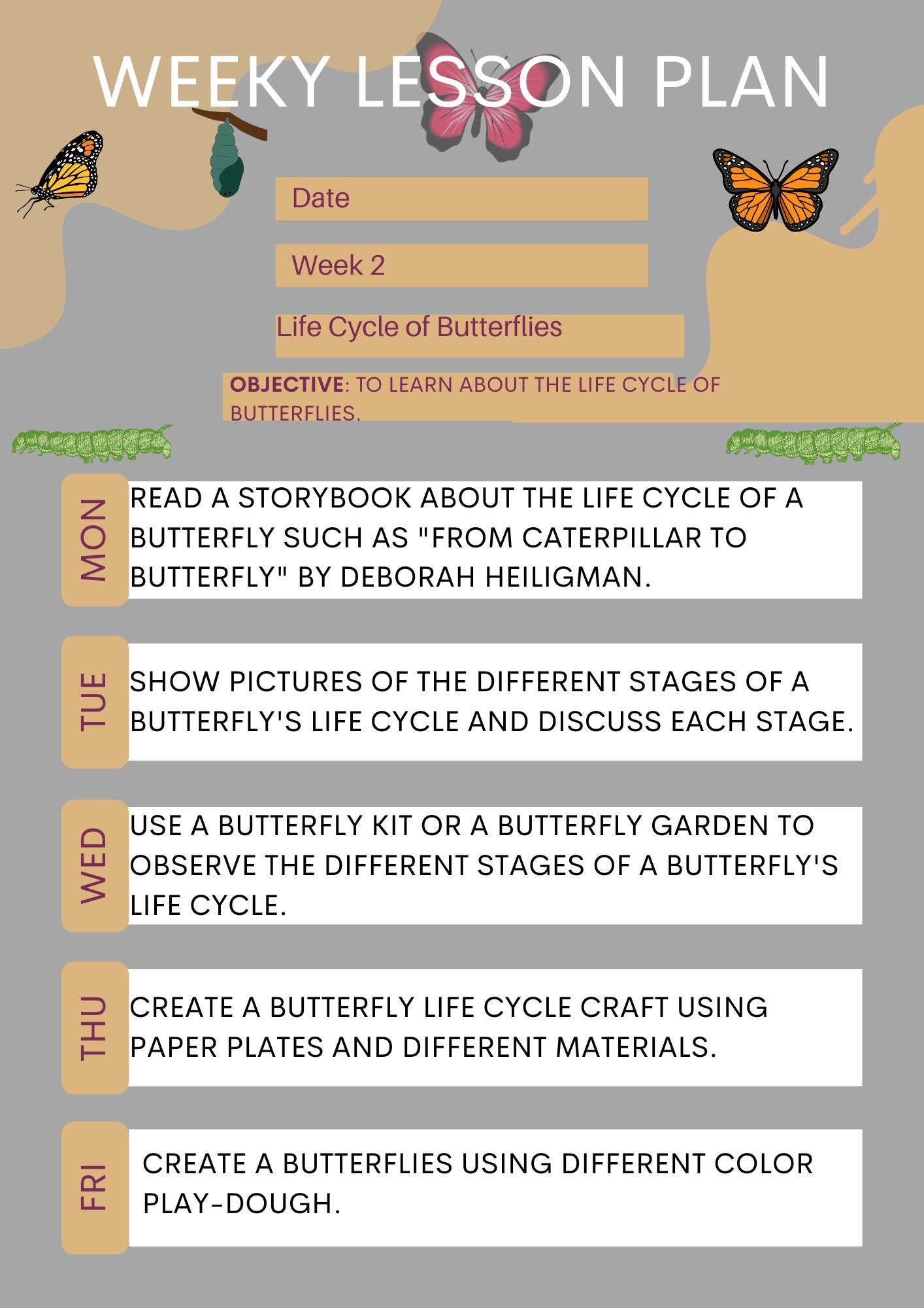 4 Insects Lesson Plans for Preschool and Insect Activities, Daycare ...