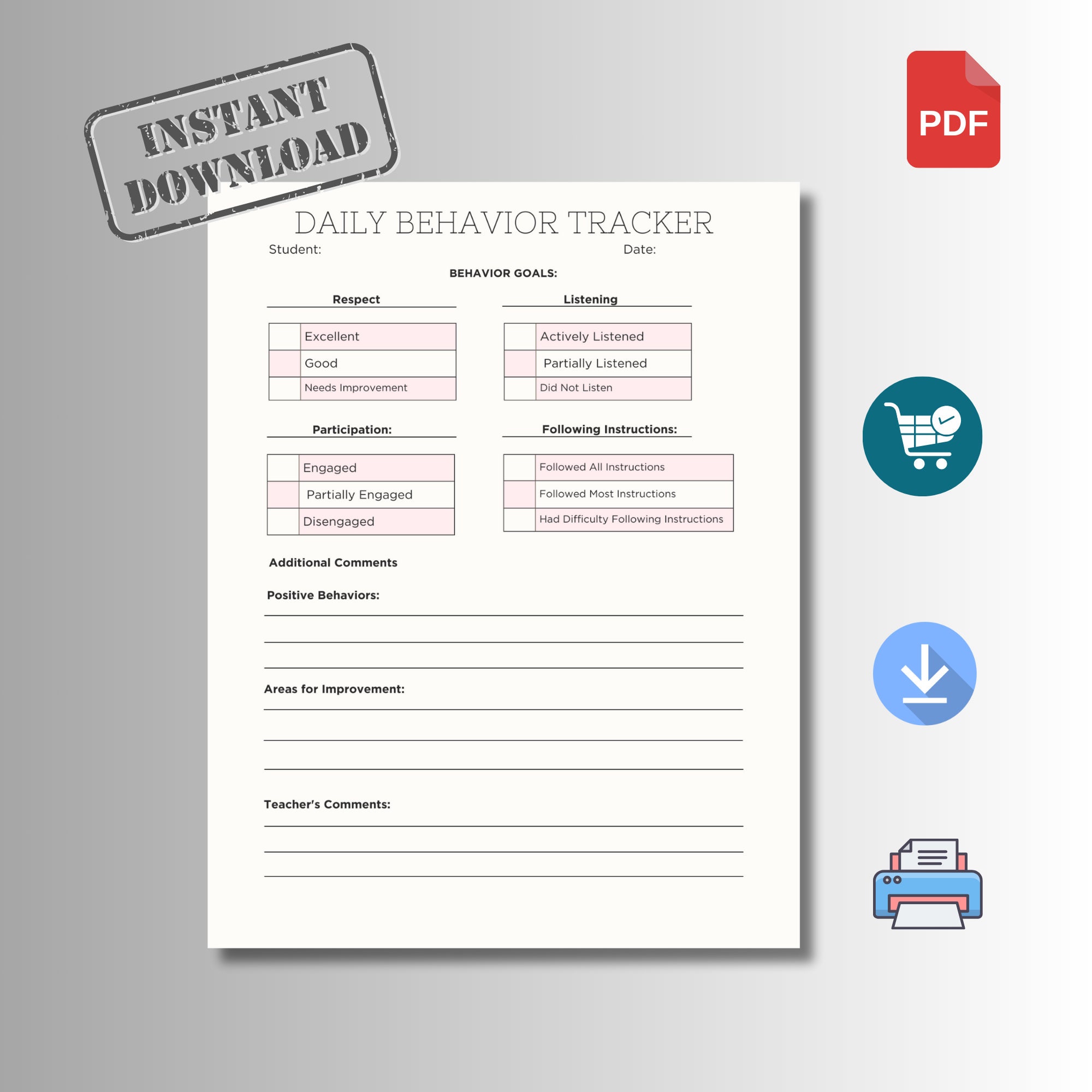Daily Behavior Tracker - Etsy