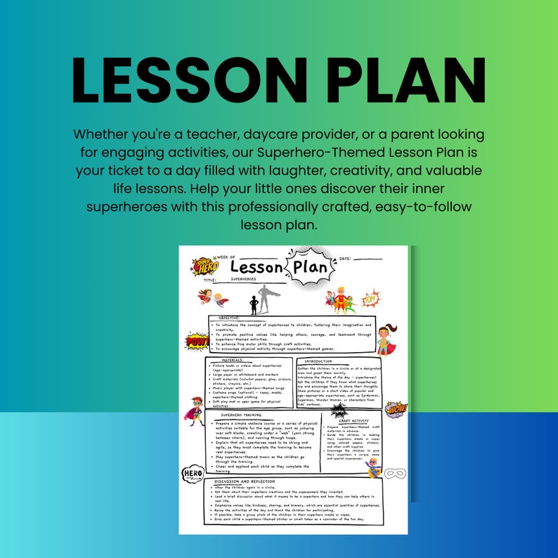 Superheroes Themed Lesson Plan for Preschoolers - Etsy