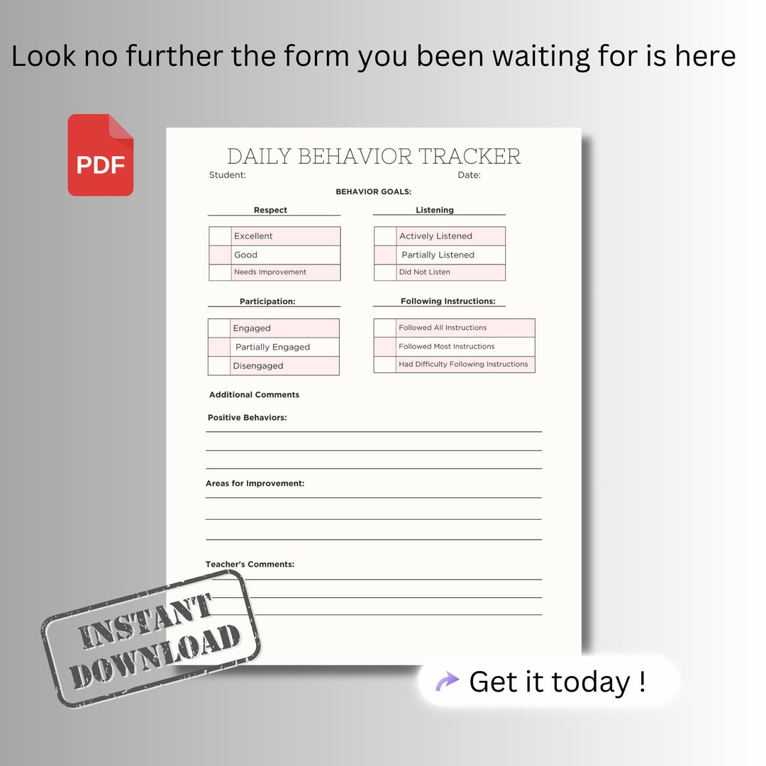 Daily Behavior Tracker - Etsy