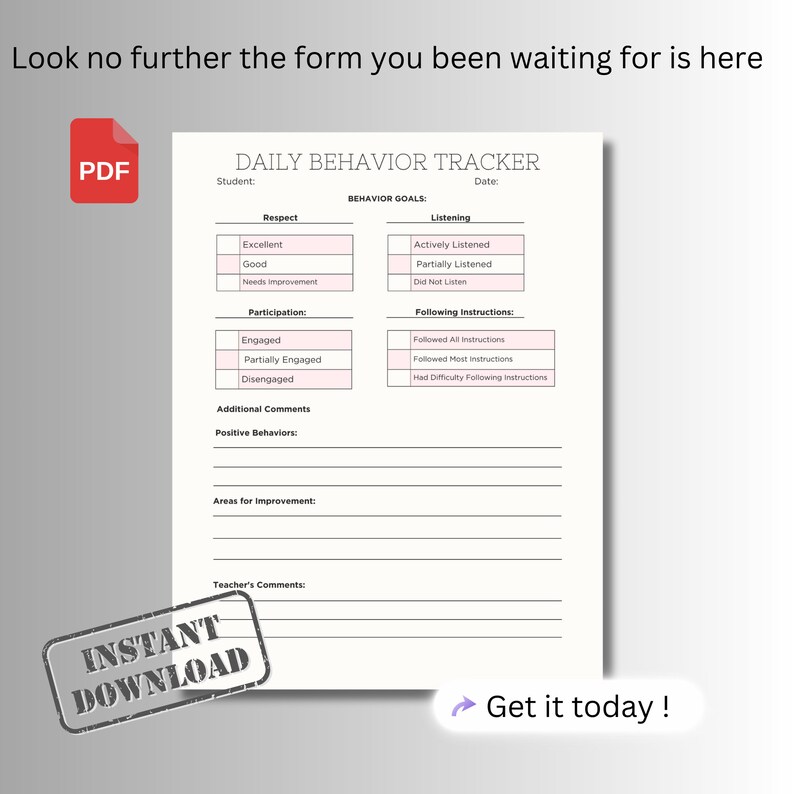 Daily Behavior Tracker - Etsy