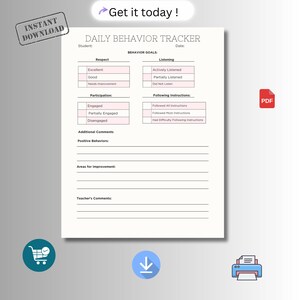 Daily Behavior Tracker - Etsy