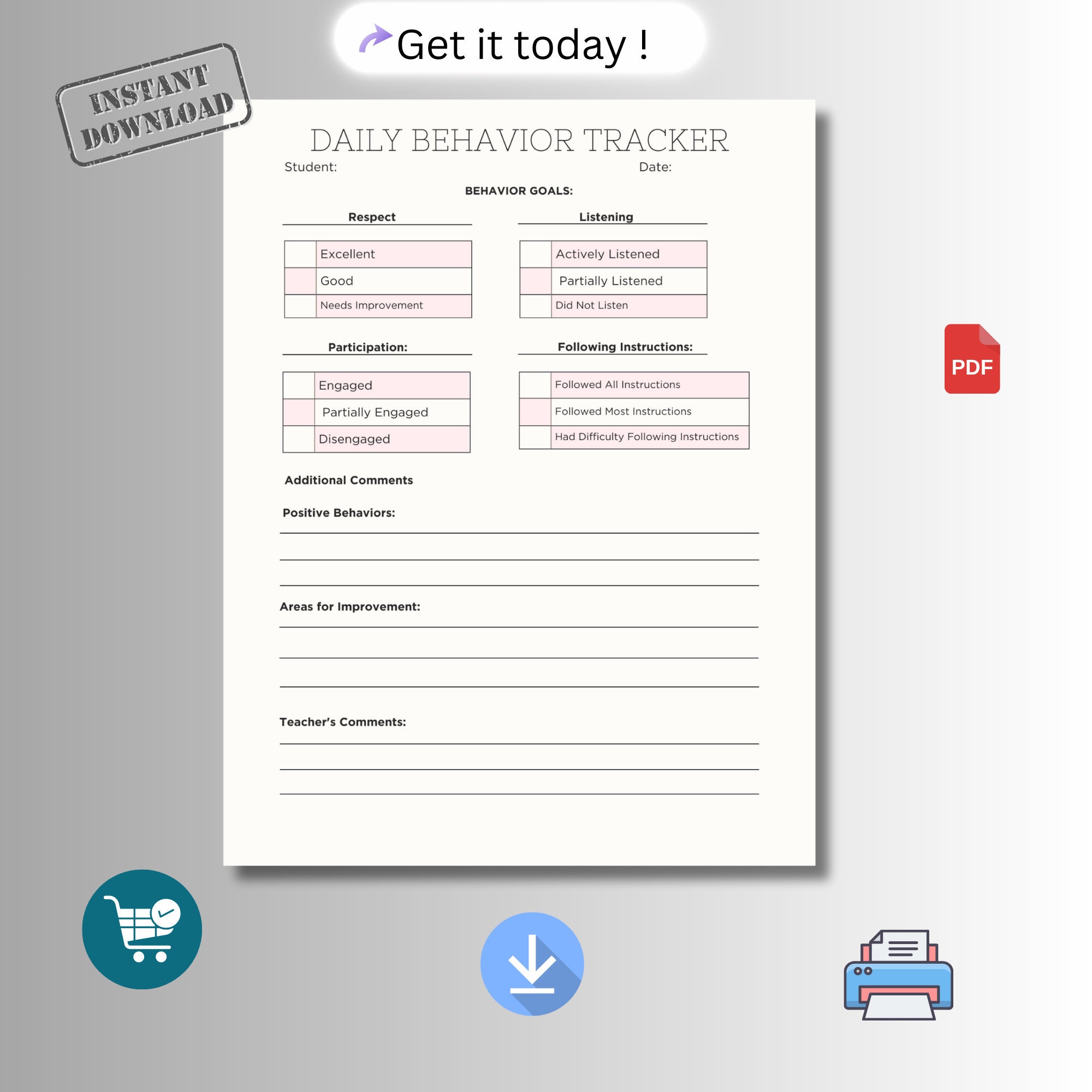 Daily Behavior Tracker - Etsy