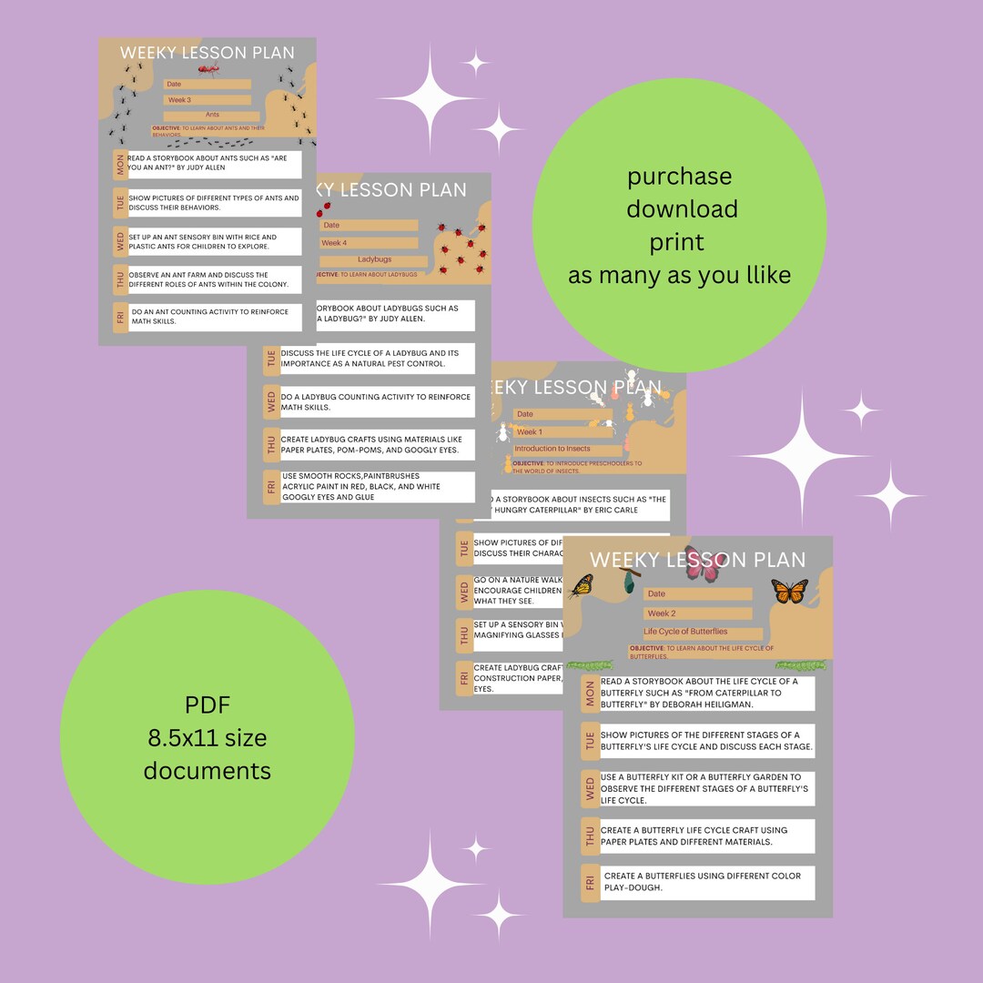 4 Insects Lesson Plans for Preschool and Insect Activities, Daycare ...