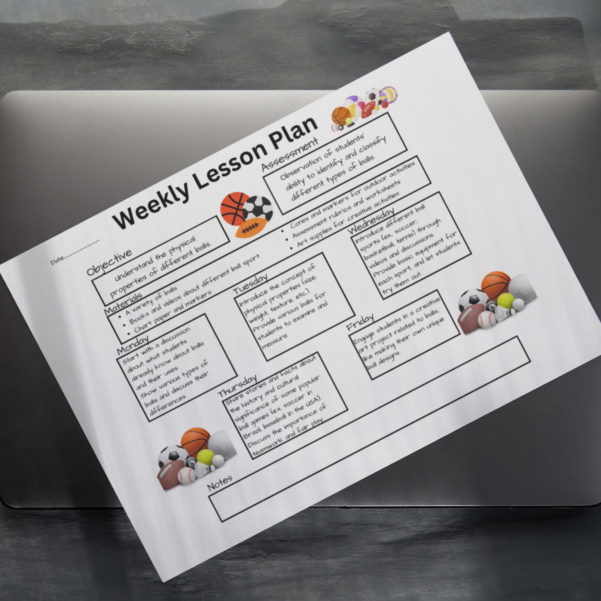 Lesson Plan About the World of Ball - Etsy