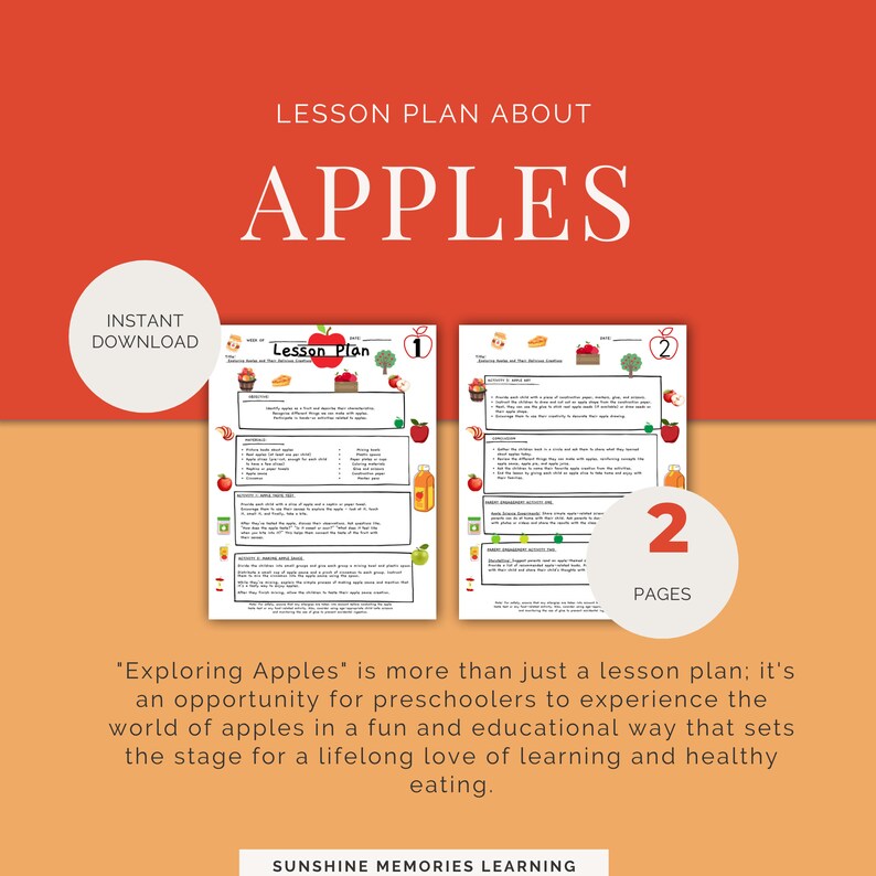 Complete Apple-themed Lesson Plan - Etsy