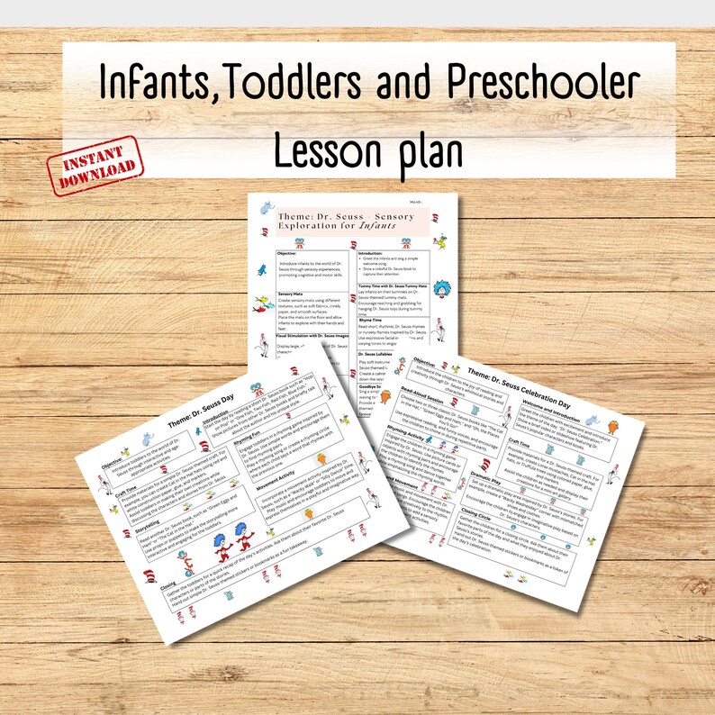 Dr Seuss Bundle Lesson Plan for Infants, Toddlers and Preschoolers - Etsy