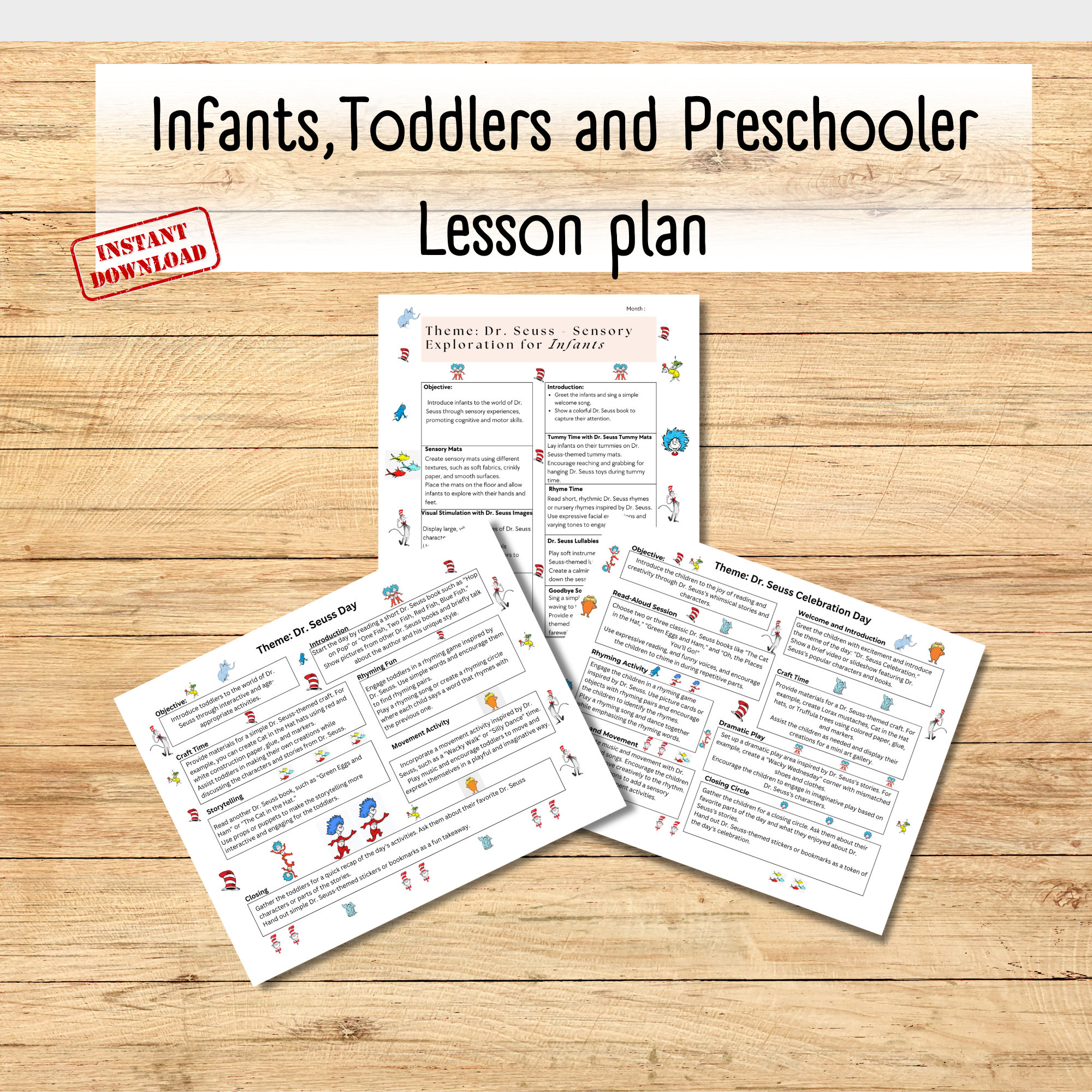 Dr Seuss Bundle Lesson Plan for Infants, Toddlers and Preschoolers - Etsy