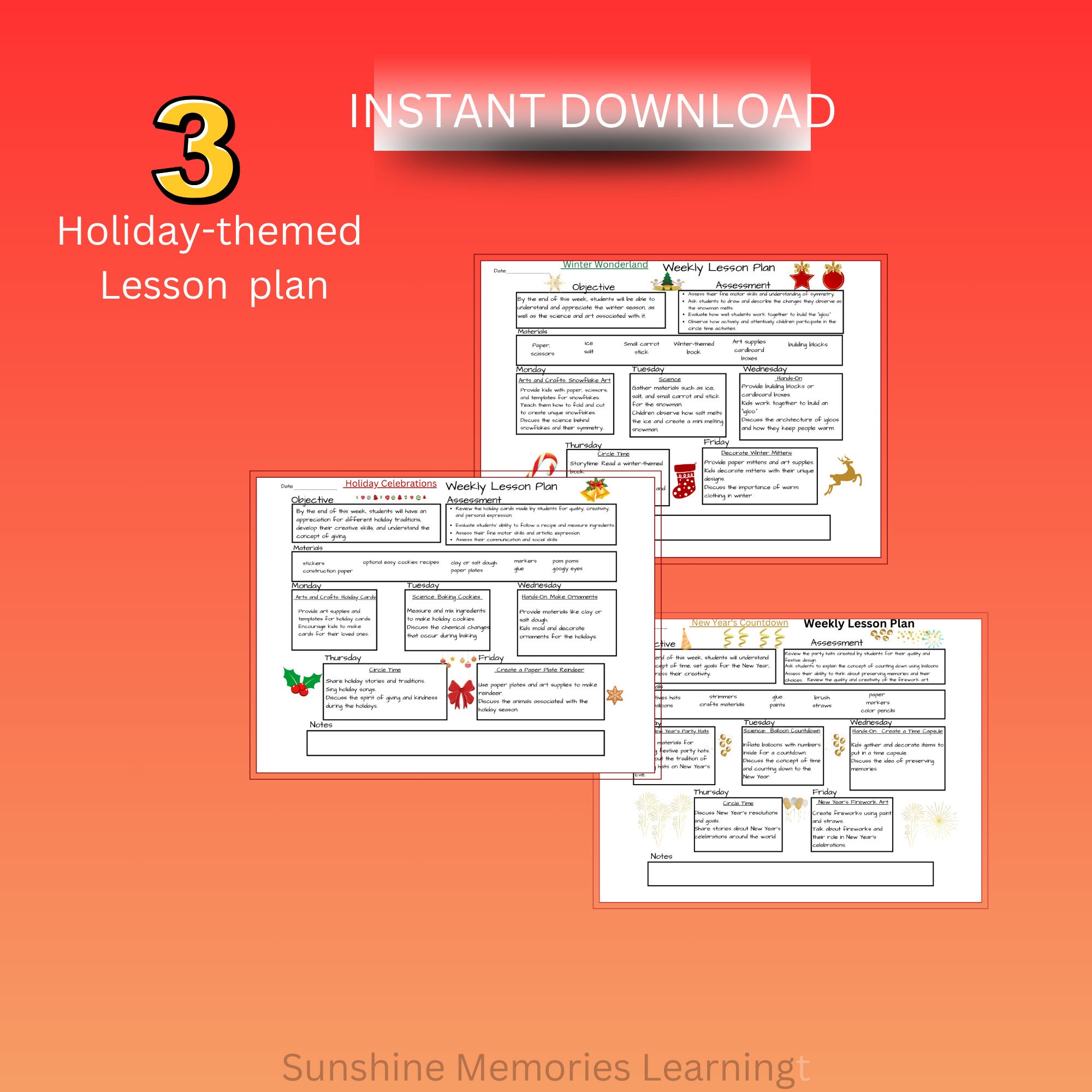 Lesson Plan for Kids Exploring the Seasons: A Winter, Holiday, and New ...