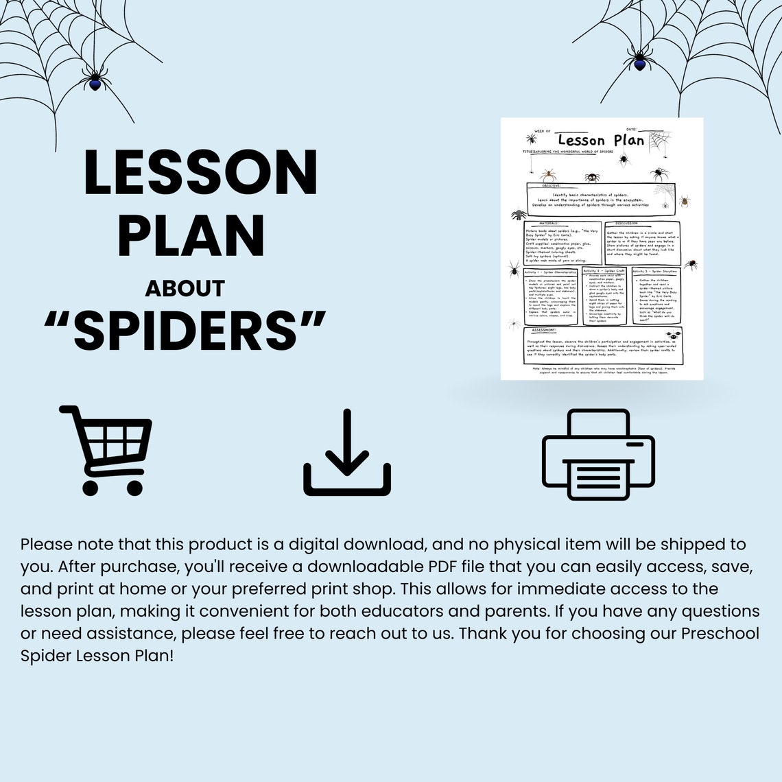 Lesson Plan Spider Exploration for Children - Etsy