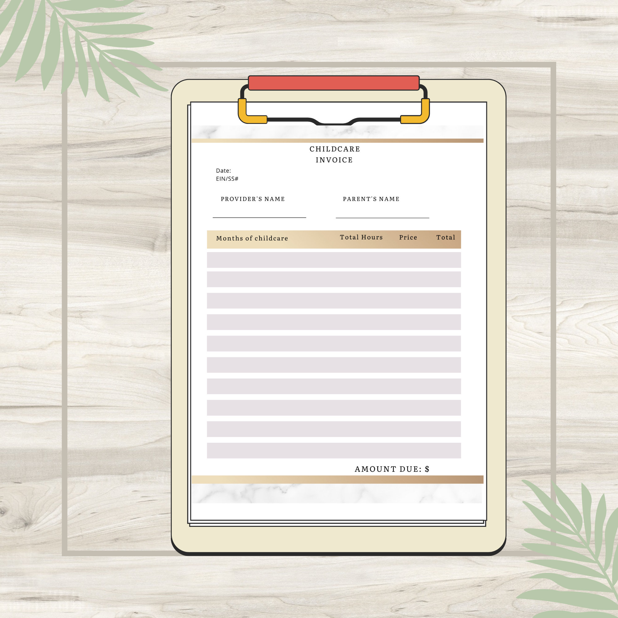 Daycare Tax Statement / End of Year / Tuition Report / for Parents ...