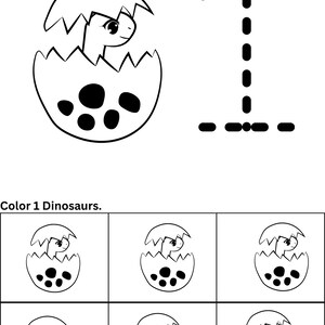 Dinosaurs Number Tracing and Color Practice Printable/preschool/daycare ...