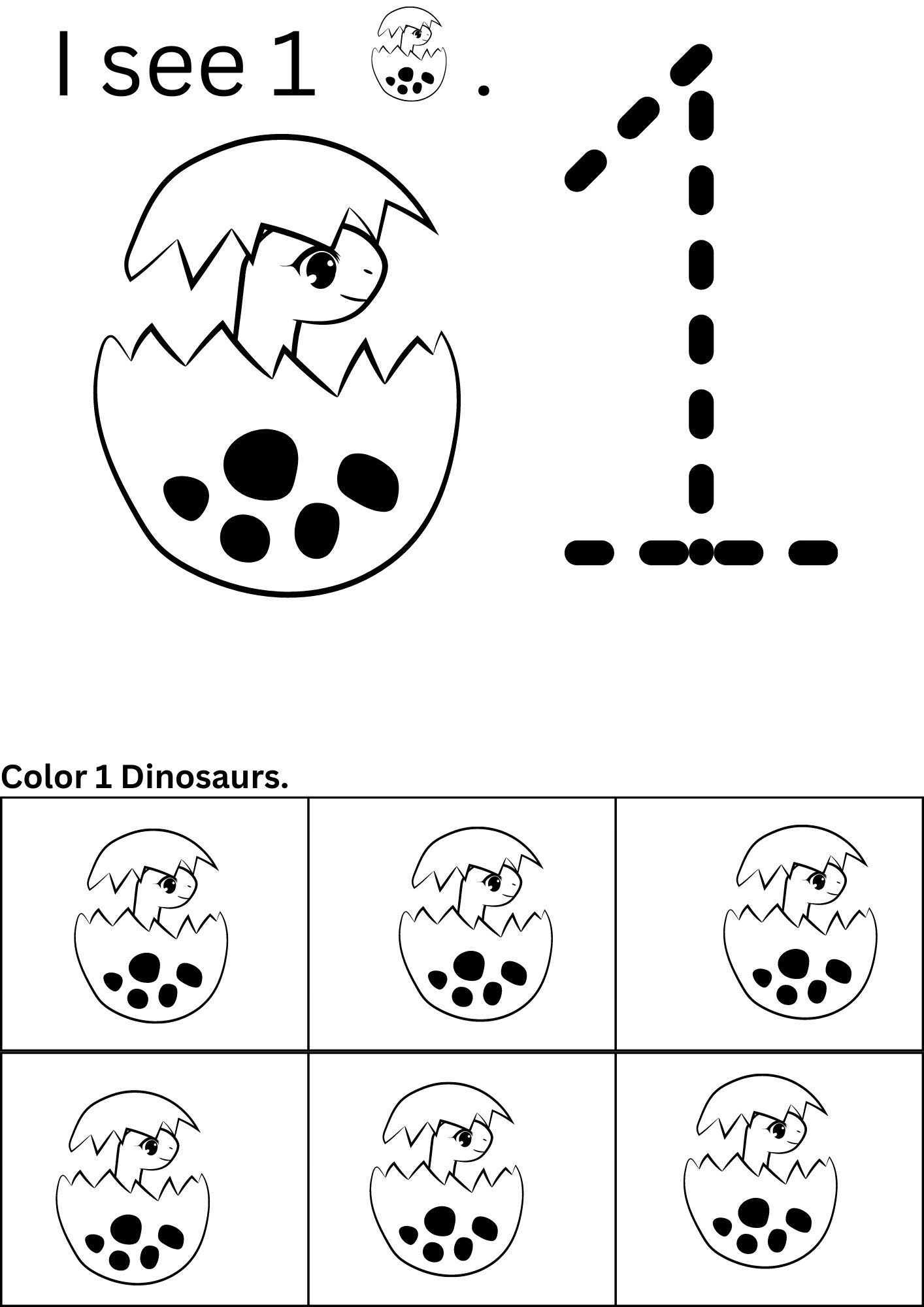 Dinosaurs Number Tracing and Color Practice Printable/preschool/daycare ...
