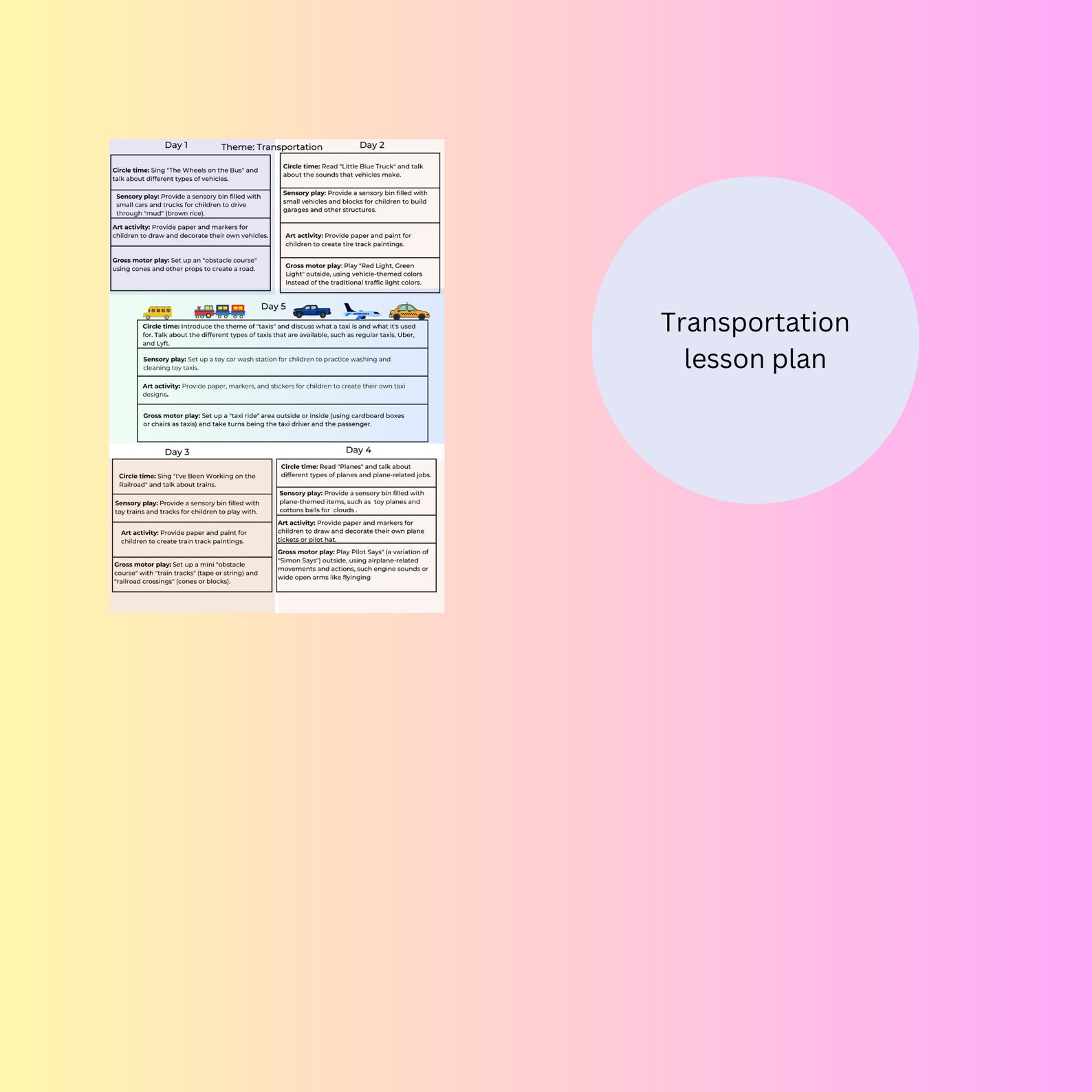 Four Complete Themed Lesson Plans for Preschool / Toddlers / Daycare ...