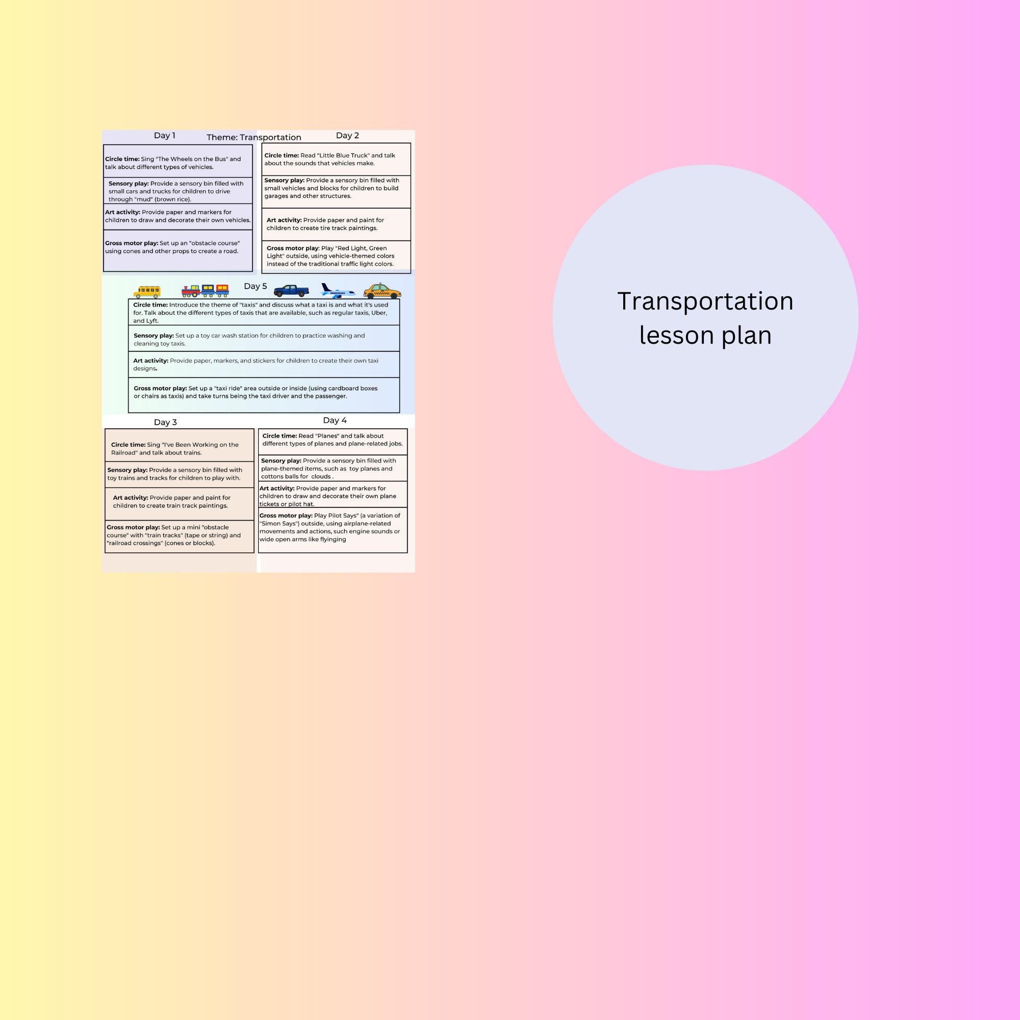 Four Complete Themed Lesson Plans for Preschool / Toddlers / Daycare ...