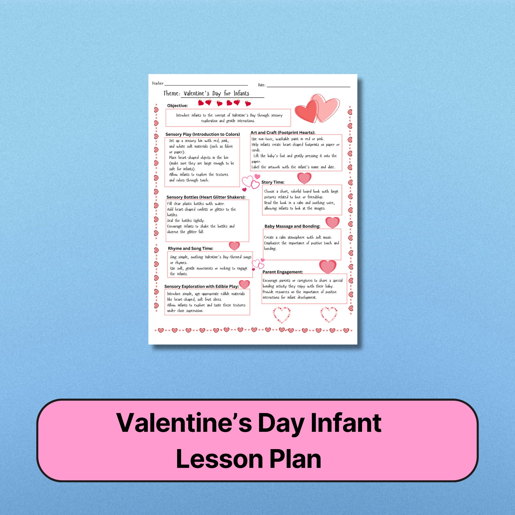 Valentine's Day Themed Lesson Plan for Infants and Toddlers - Etsy