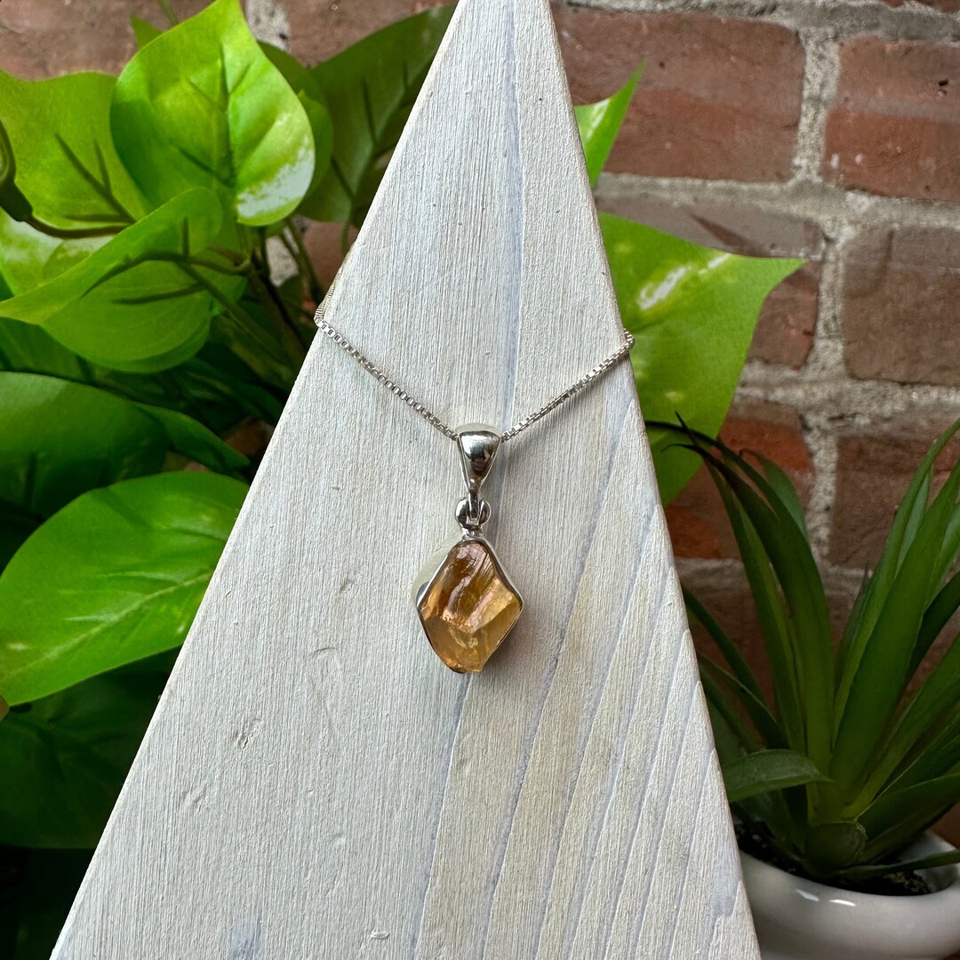 Citrine Rough Freeform Sterling Silver Bezel Pendant - Etsy