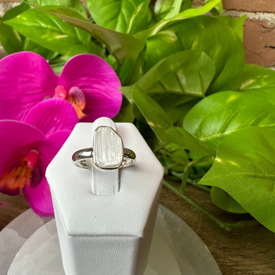 Selenite Ring in Sized Sterling Silver Band .25 - Etsy