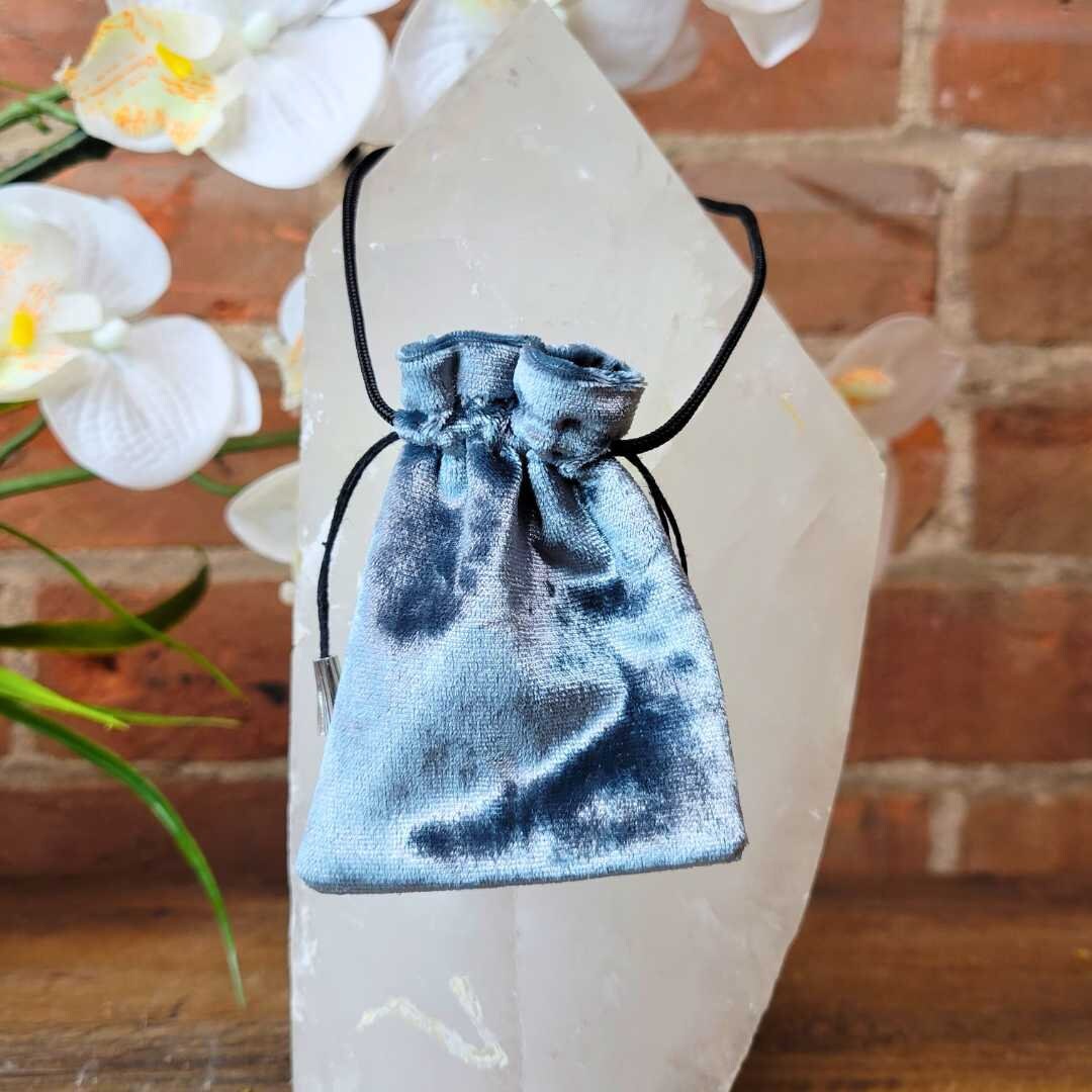 Orion Blue Panne Velvet Amulet Pouch Necklace Artisan Made, Personal ...