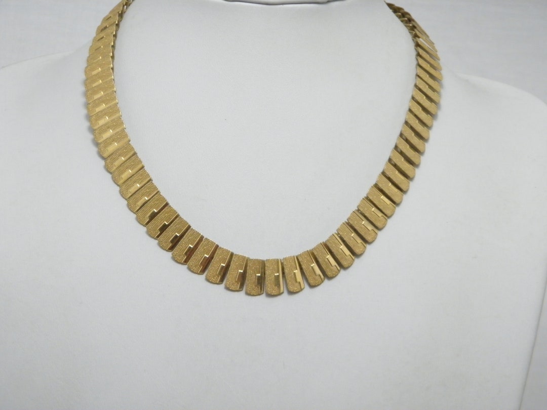 Vintage 9ct Heavy Gold Cleopatra Collar Necklace 15 17 Inch C1970 ...