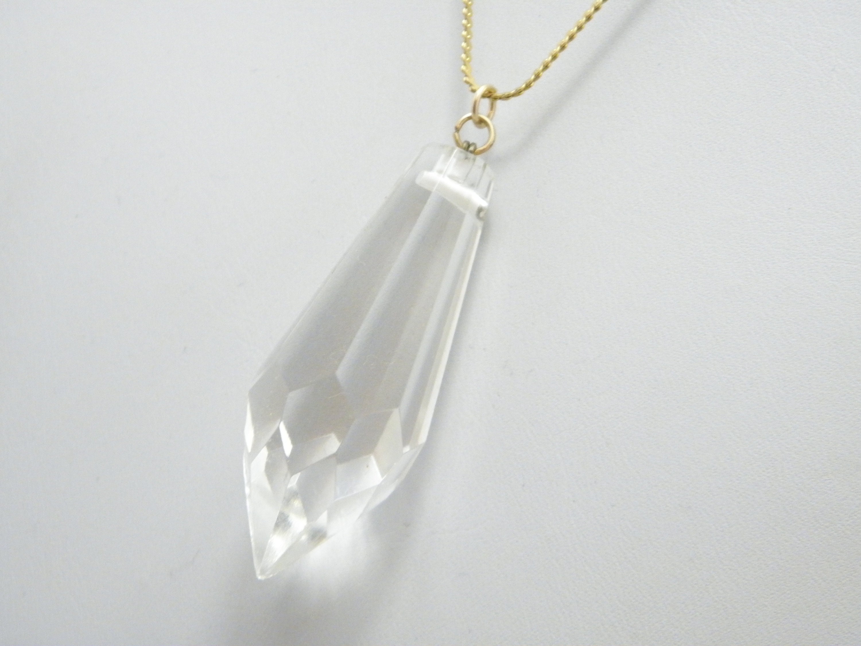 Vintage 9ct Gold Quartz Divining Pendant Necklace 30 Inch Byzantine ...
