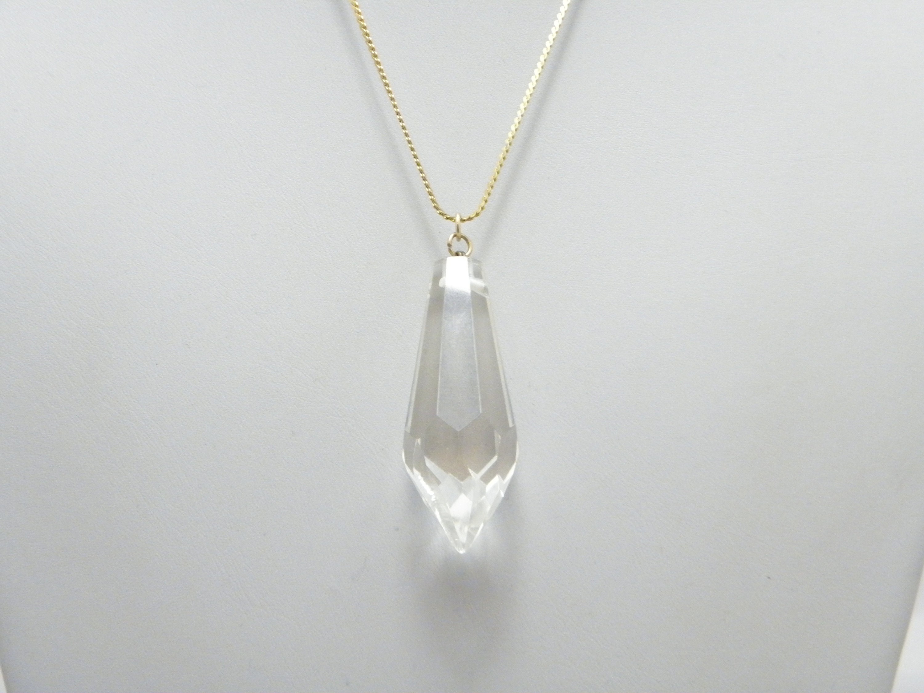 Vintage 9ct Gold Quartz Divining Pendant Necklace 30 Inch Byzantine ...