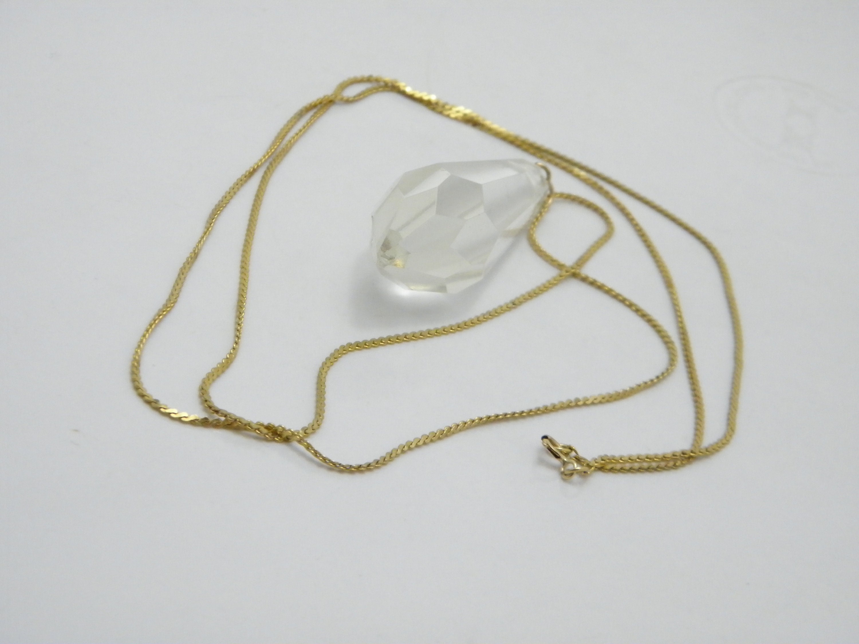 Vintage 9ct Gold Quartz Divining Pendant Necklace 30 Inch Byzantine ...
