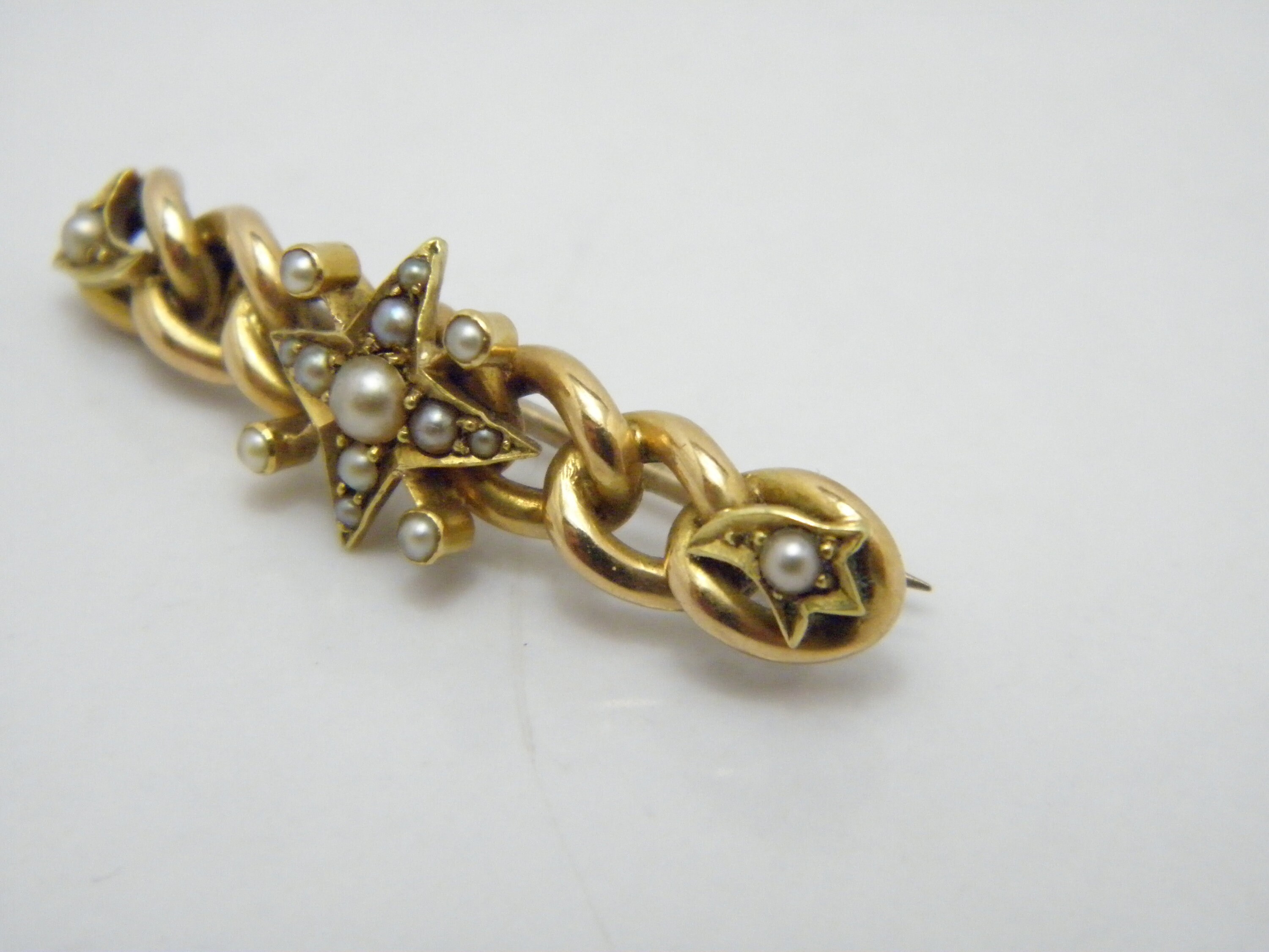 Antique 15ct Gold Pearl Suffragette Curb Chain Bar Brooch Pin - Etsy