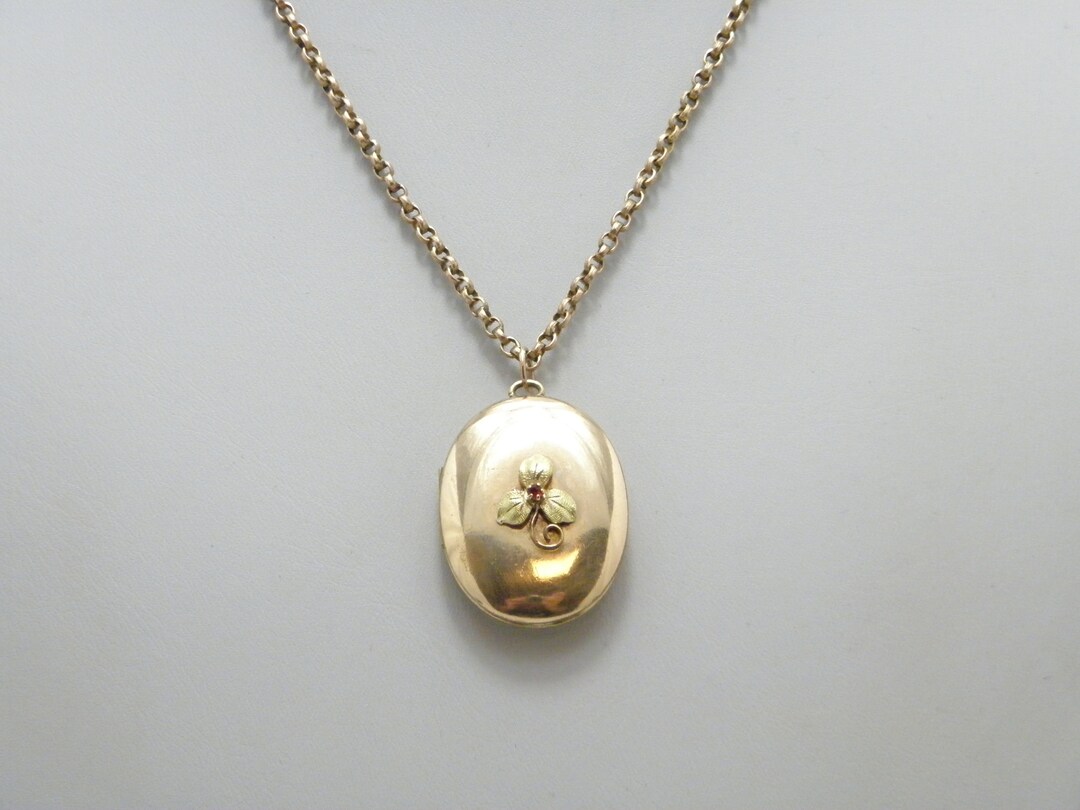 Antique 9ct Gold Huge Ruby Locket Pendant Necklace 18 Inch Belcher ...