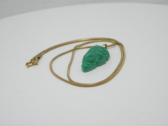 Vintage 9ct Gold Heavy Malachite African Mask Pendant… - Gem