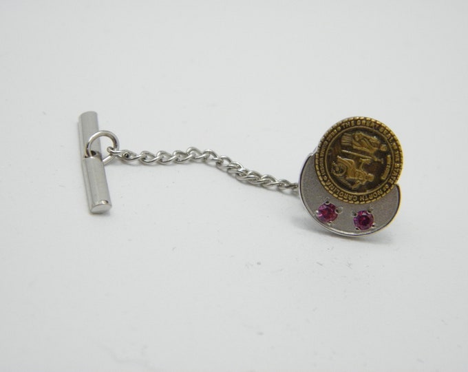 Vintage 10ct White Gold GF North Carolina Ruby Tie Pin C1960 Lapel Tack ...