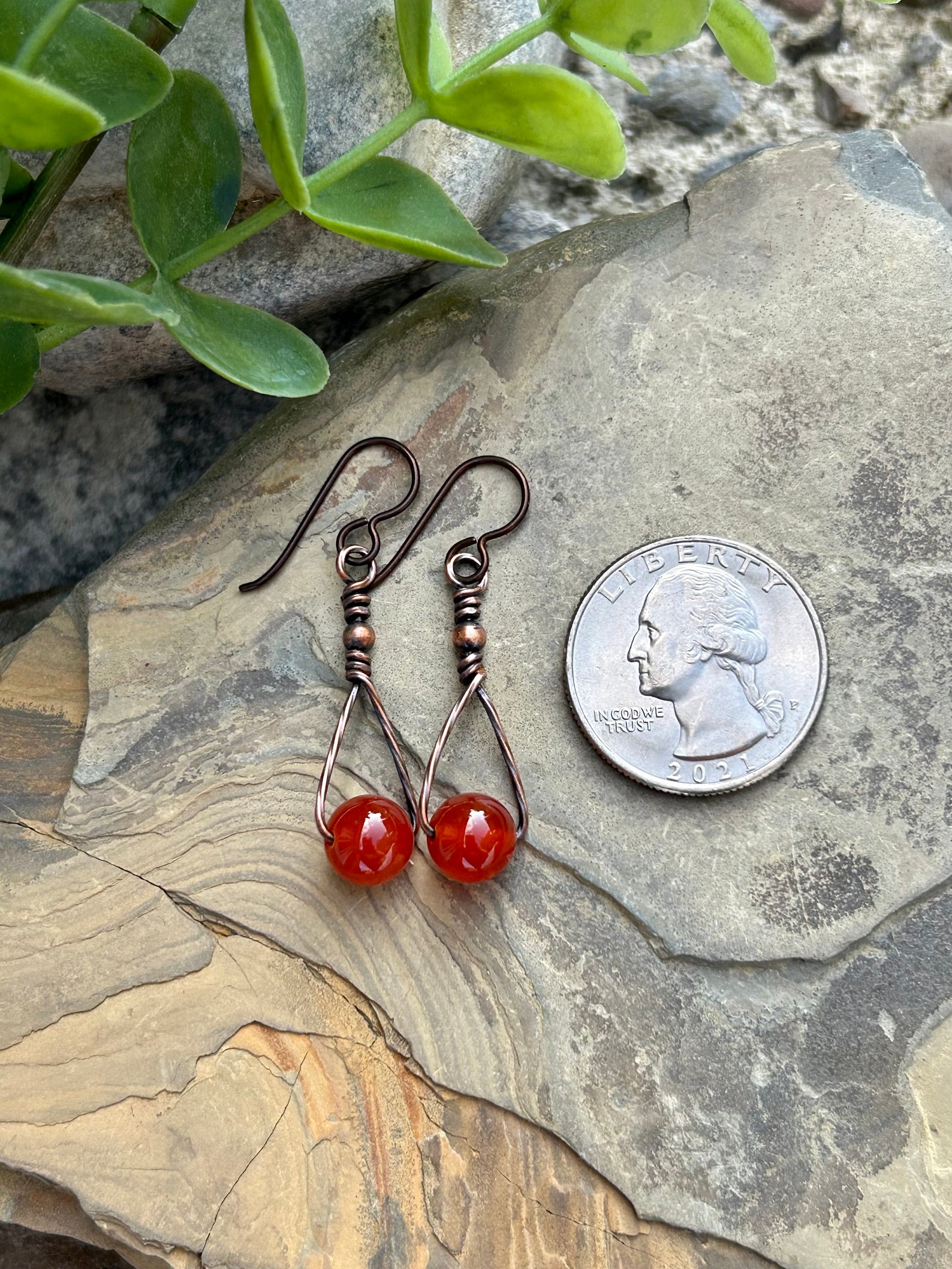 Carnelian Copper Hypoallergenic Earrings Handmade Earrings - Etsy