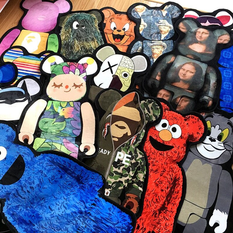 3D Cartoon Bearbrick Rug Carpet Baped Spongebobed Rug Carpet - Etsy
