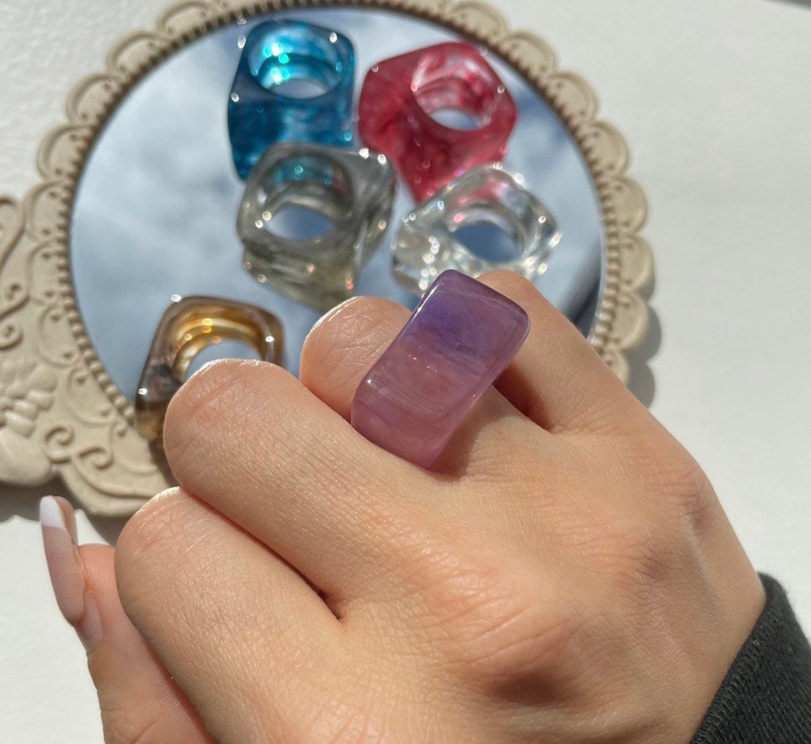 Chunky Marbled Colourful Resin Rings / Chunky Rings / Resin Rings ...