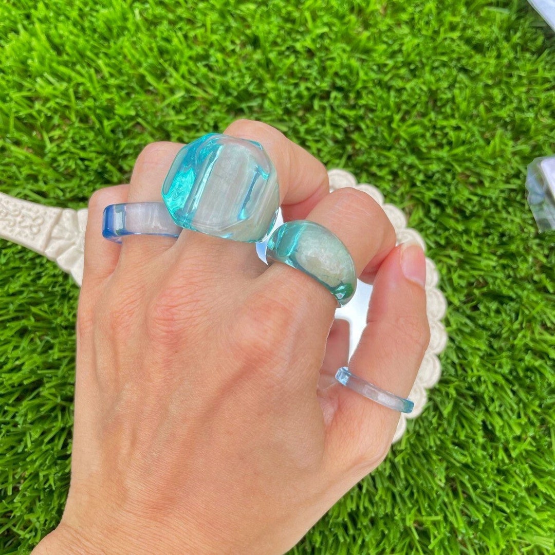 Chunky Clear Resin Rings Set /chunky Rings / Resin Rings / Chunky Rings ...