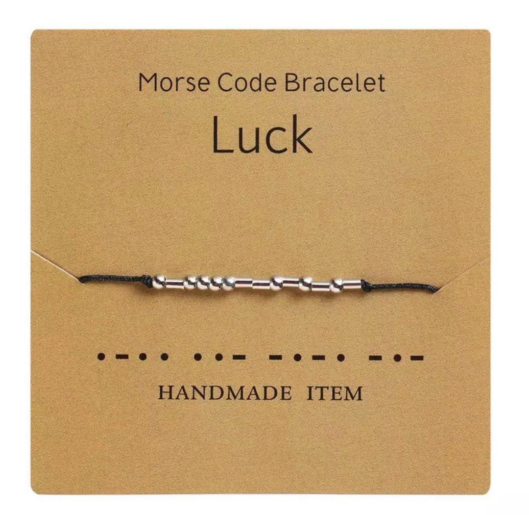 Luck Morse Code Bracelet | Silver Plated Adjustable Secret Message - Etsy