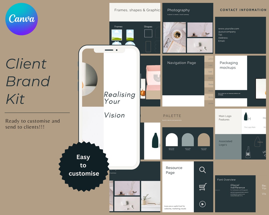 Minimal Client Brand Kit Canva Branding Kit for Small Businesses, Canva ...
