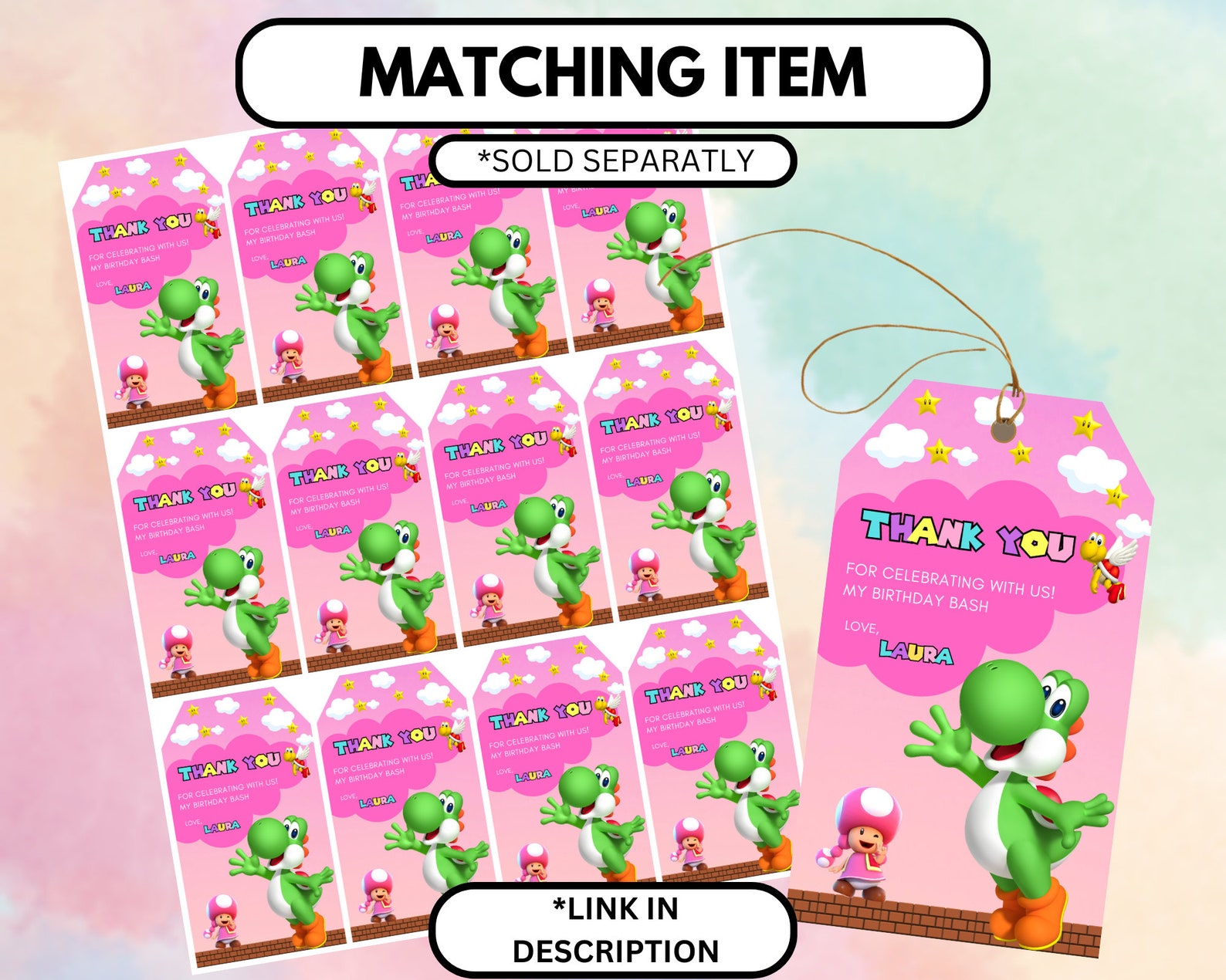 Yoshi Birthday Party Invitation for Girls Birthday Invitation Super ...