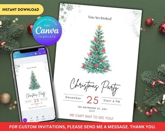 Editable Christmas Party Invitation, Christmas Party Invite, Christmas ...