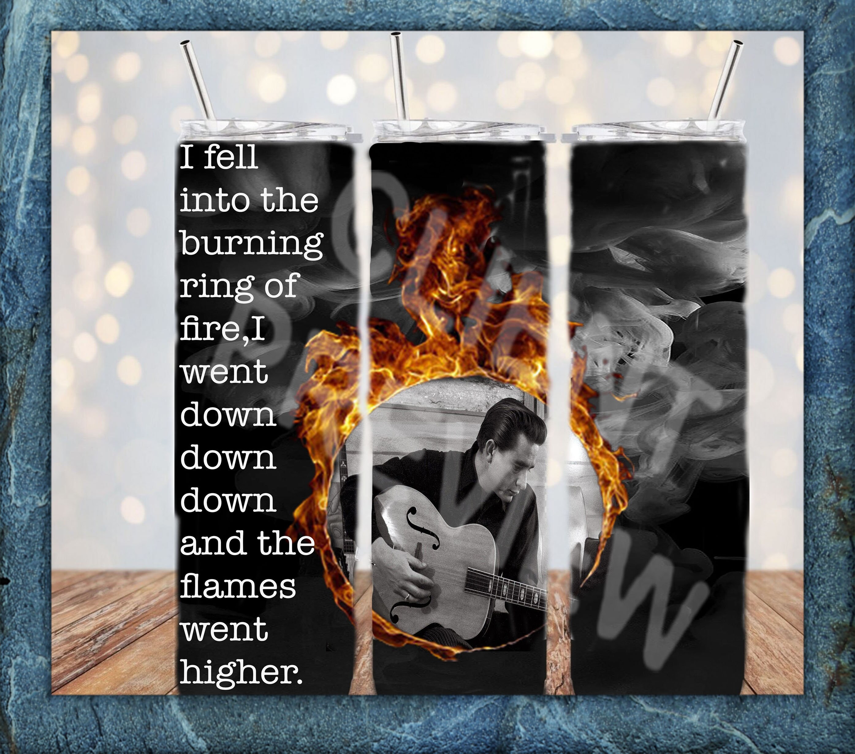 Johnny Cash Ring of Fire Sublimation Wrap 20oz Skinny Tumbler - Etsy