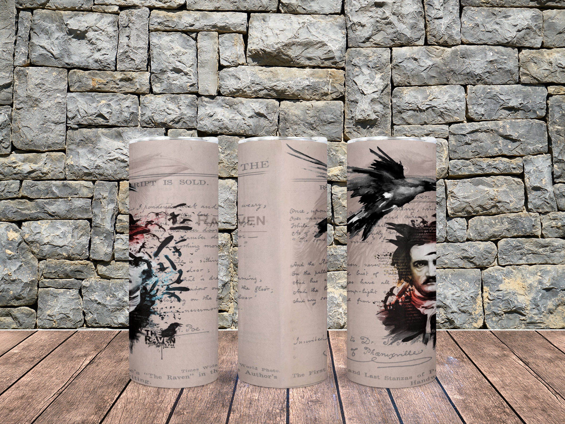 20 Oz Tumbler Wrap, Edgar Allan Poe Tumbler Wrap, PNG Download, Digital ...