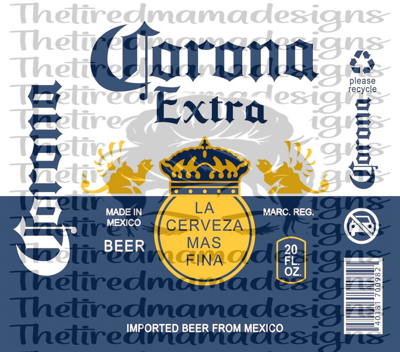 Corona Beer 20oz Skinny Tumbler Wrap Sublimation - Etsy