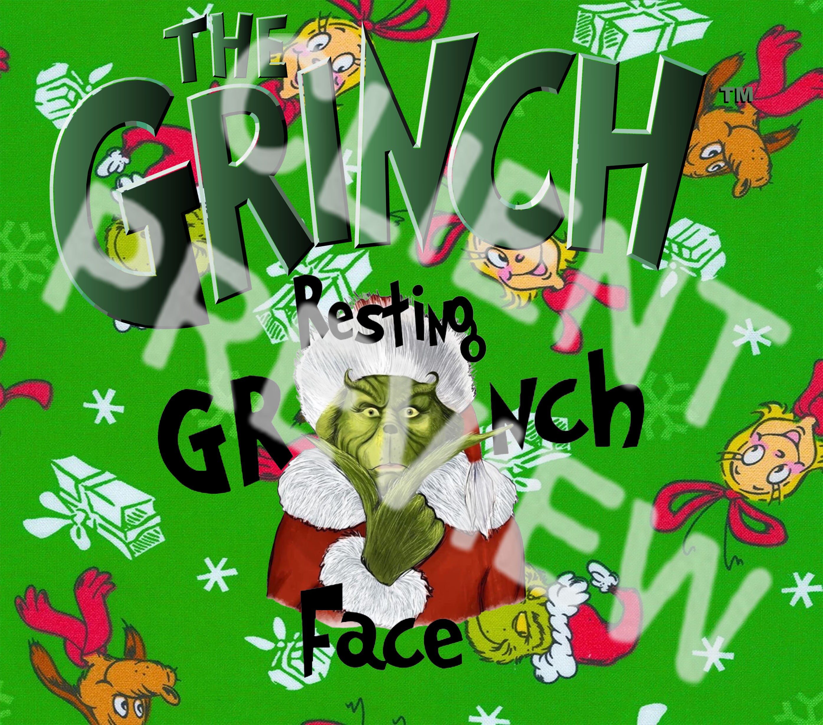 Resting Grinch Face 20oz Skinny Tumbler Sublimation Wrap - Etsy